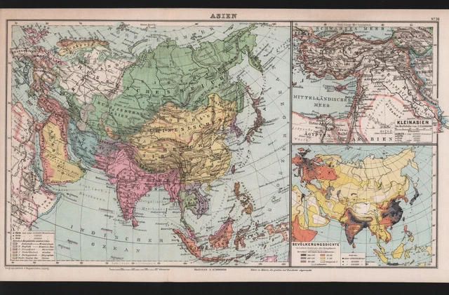 MAP MAP 1910: Asia. Asia Minor Population Density £17.32 - PicClick UK