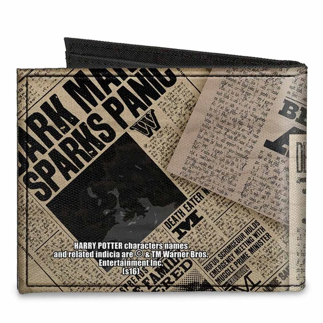 CANVAS BI-FOLD WALLET Harry Potter Newspaper Headlines UNDESIRABLE NO 1 ...