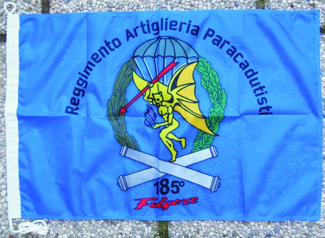 BANDIERA STEMMA &185° REGGIMENTO ARTIGLIERIA PARACADUTISTI FOLGORE ...