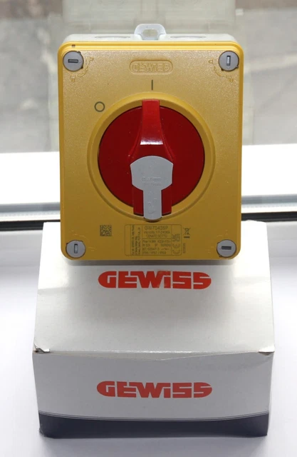 GEWISS ROTARY ISOLATOR Switch, 32A, 3-Pole, Lockable, IP66/67/69 ...
