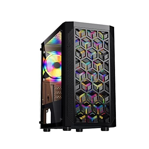 MATX MICRO ATX Case Gaming PC Case, Computer Case Pre-Installed 4 x RGB ...