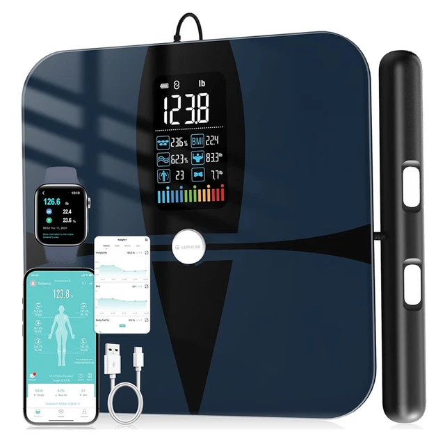 8-ELECTRODE BODY FAT Scales with Hand Sensor Full Body Composition BMI ...