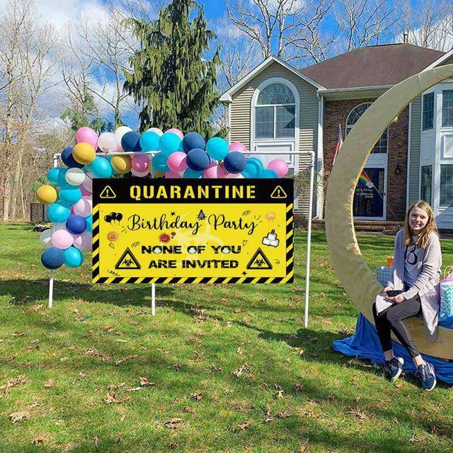 BIRTHDAY BANNER BACKDROP Photography Background Quarantine- Birthday ...