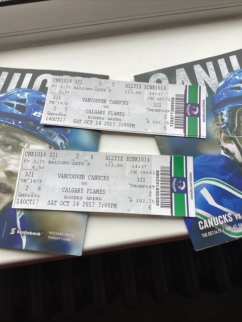VANCOUVER CANUCKS VS Calgary's Flame's Tickets stub EUR 11,70 - PicClick IT