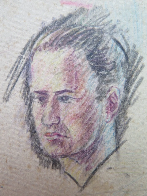 ANCIENNE CROQUIS DESSIN au Crayon Sur papier Portrait de Un Paysan Ans ...