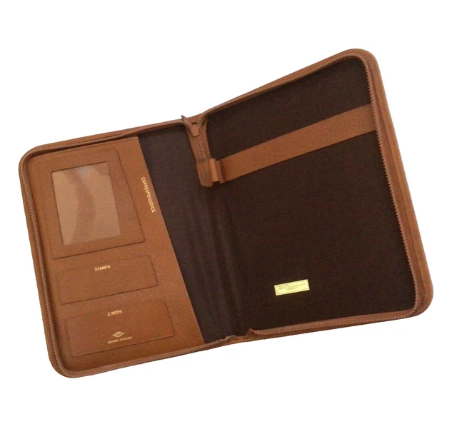 ARTEX VINTAGE WRITING Compendium, Australian Tan Leather Zip-Around 27 ...