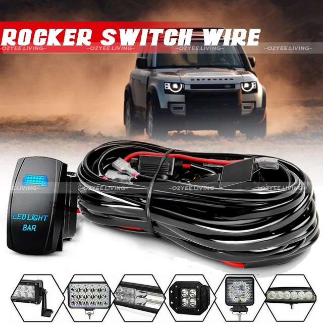 WIRING HARNESS KIT Rocker Switch Relay Fuse for LED Light Bar ON/OFF ...