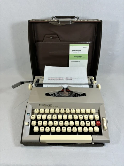 MACHINE À ÉCRIRE Scheidegger Princesse- Matic Nettoyée révisée + ruban ...