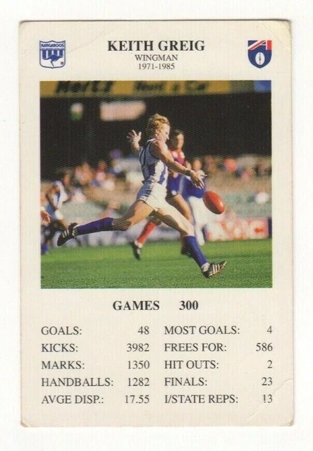 AFL 1994 (2) NORTH Melbourne Keith Greig £1.87 - PicClick UK