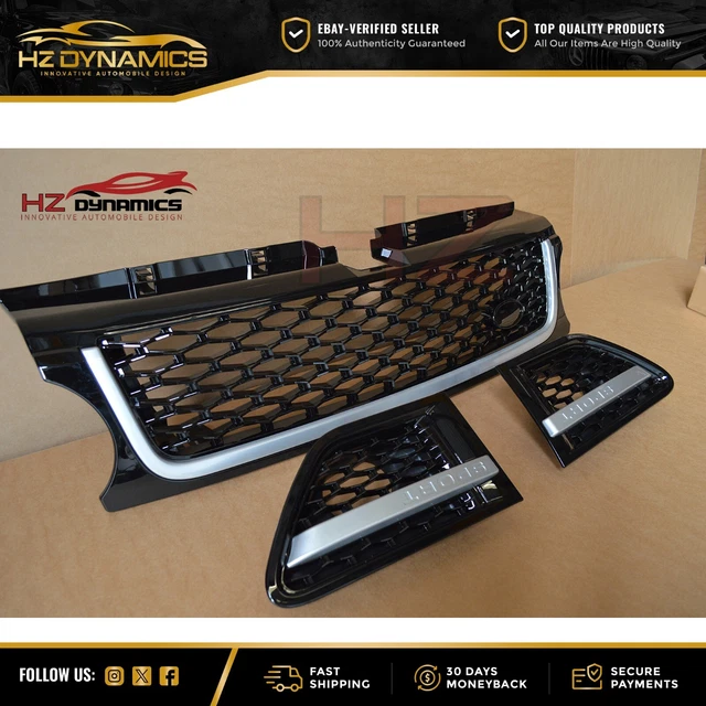 SILVER FRONT GRILL Grille Side Vents For 2010-12 Range Rover Sport ...