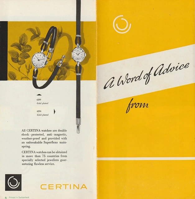 VINTAGE CERTINA SWISS Watch Catalogue / Brochure £20.62 - PicClick UK