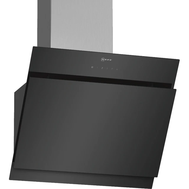 NEFF COOKER HOOD D65IHM1S0B Graded 60cm Black Glass Angled Chimney (B ...