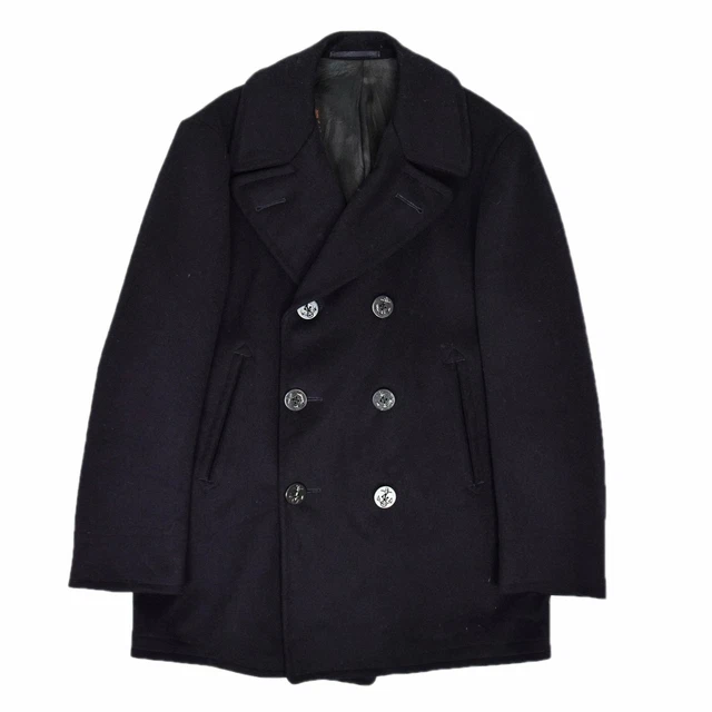 VINTAGE USN 60S Vietnam Era US Navy Kersey Wool Pea Coat Reefer Jacket ...