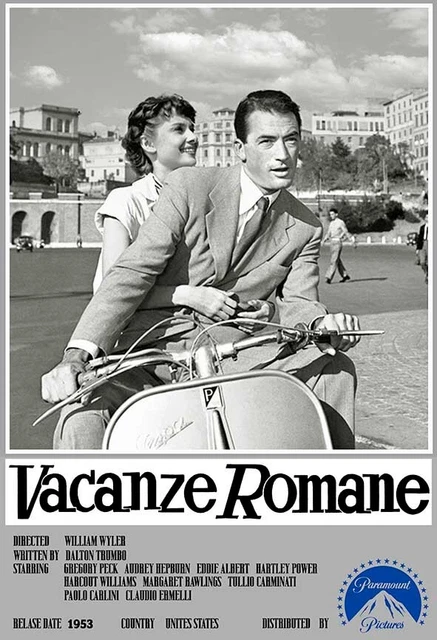 POSTER MANIFESTO CINEMA Film Vacanze Romane Audrey Hepburn Roma Stampa ...