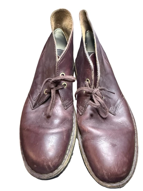 CLARKS ORIGINAL MENS Desert Crepe Sole Boots Burgundy Horween Leather ...