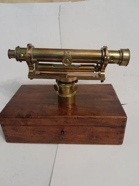 FINE RARE CASED Irish 19th C Surveyors Brass Dumpy Level By Spears & Co ...