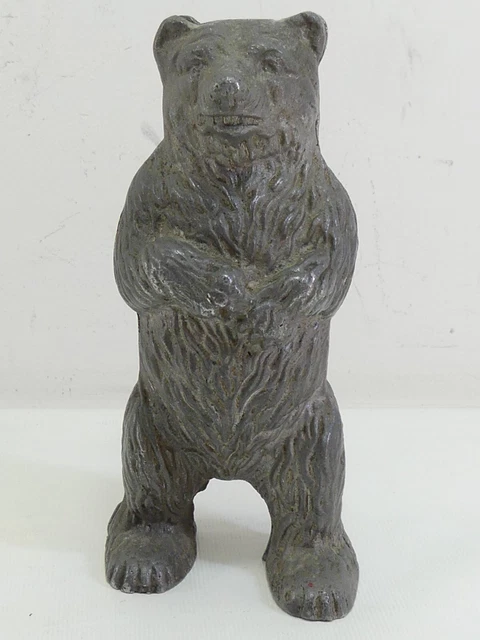 (REF288AS) ANTIQUE CAST metal bear collecting box money box piggy bank ...