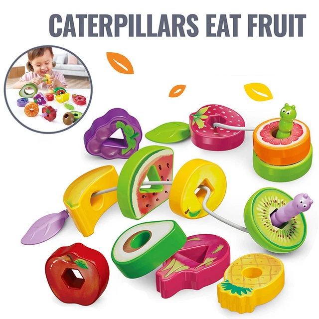 BEAD SORTING FRUIT Block Lacing Caterpillar Bead Threading Skills for ...