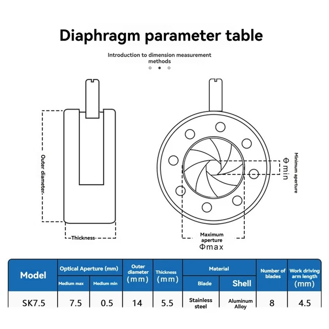 0.5-7.5MM MANUAL APERTURE Adjustable Mechanical Iris Diaphragm Iris6086 ...