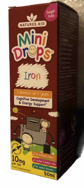 NATURES AID IRON MINI DROPS 10mg/ml BABIES / KIDS IRON DROPS, SEALED ...