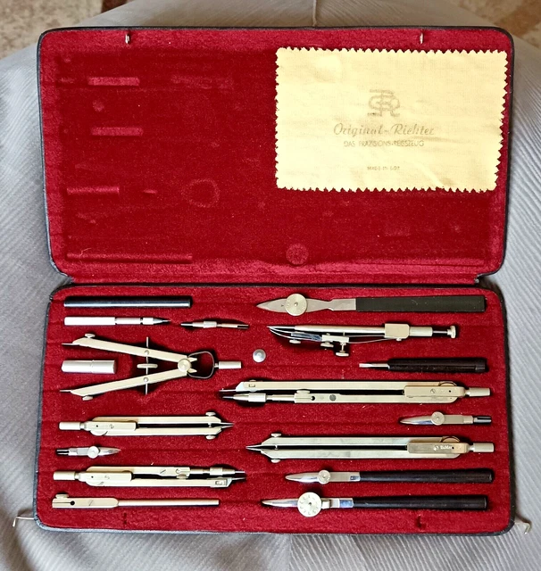 DRAFTING DRAWING SET Mechanical Tools ORIGINAL RICHTER PRACISION ...