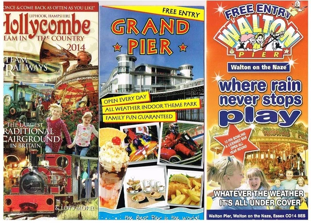 5 FAIRGROUND THEME Park leaflets Walton Hollycombe Paultons Peppa Pig ...