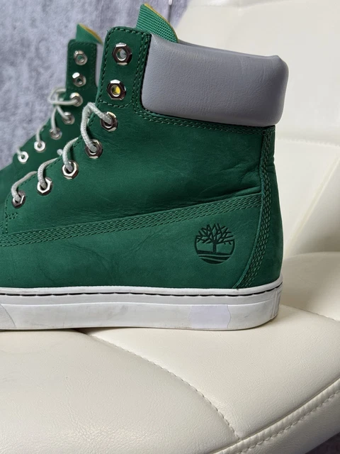 TIMBERLAND GREEN NUBUCK Premium Boots Yellow Logo Men’s US7 £75.80 ...