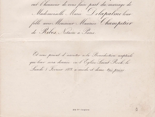 MARIE VICTORINE DELAPALME Maurice Champetier De Ribes 1872 EUR 24,00 ...