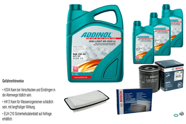 BOSCH INSPECTION SET 8L ADDINOL GIGA LIGHT MV 0530 LL 5W-30 pour Toyota Corolla EUR 129,21 ...