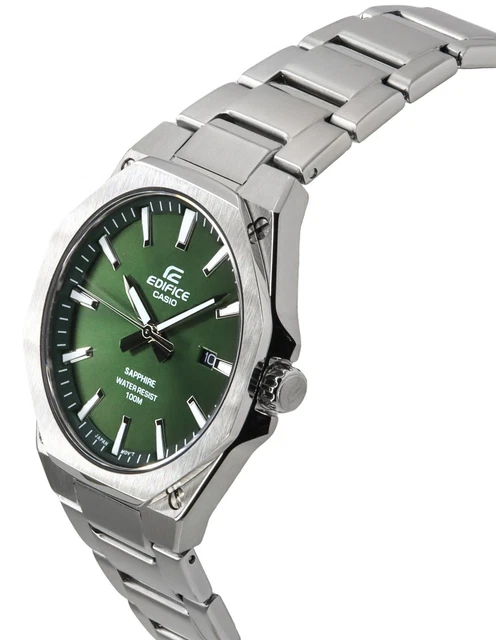 CASIO EDIFICE ANALOG Green Dial Sports Quartz 100M Men's Watch EFR ...