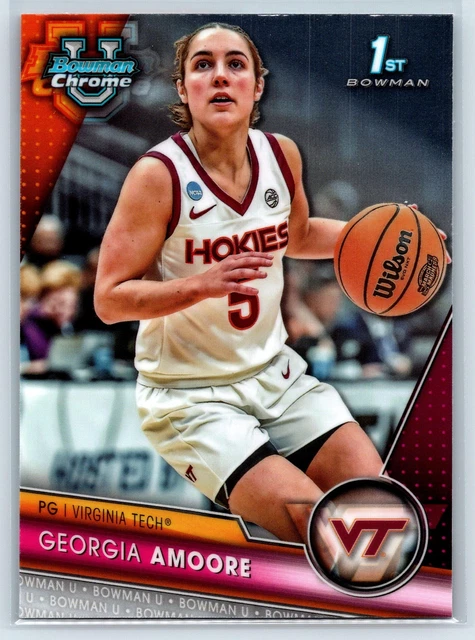 GEORGIA AMOORE 2023-24 Bowman University Chrome Virginia Tech Hokies #2 ...