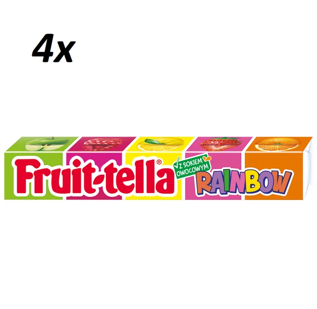 4 X FRUIT-TELLA Rainbow Chewy Candies Fruit Tella with Fruit Juice 41g ...