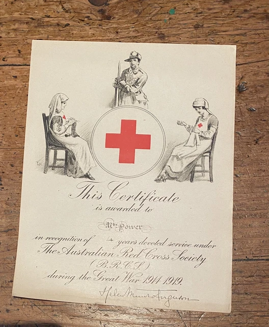 WWI LIONEL LINDSAY Australian Red Cross Service Certificate 1914-19 to ...