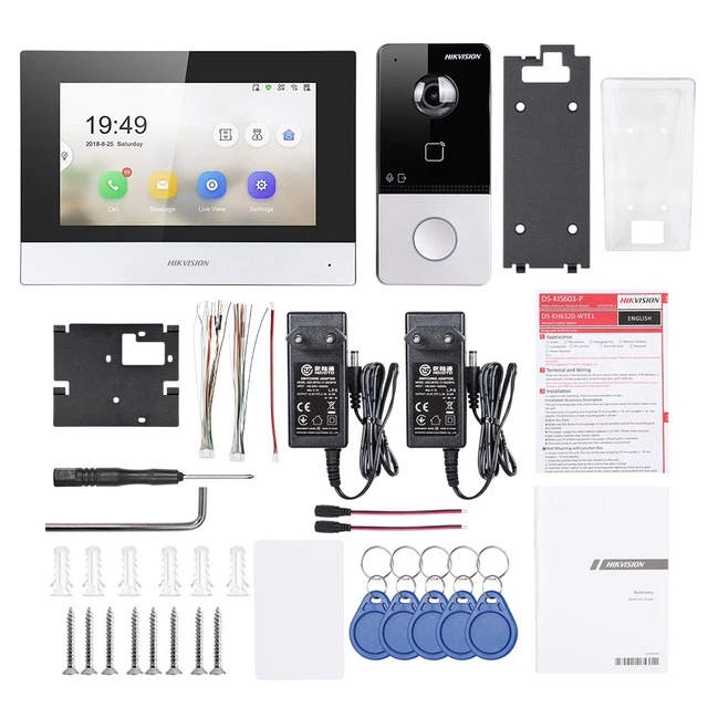 HIKVISION DS-KIS603-P(C) WIFI POE IP Video Intercom Kit Doorbell Door ...