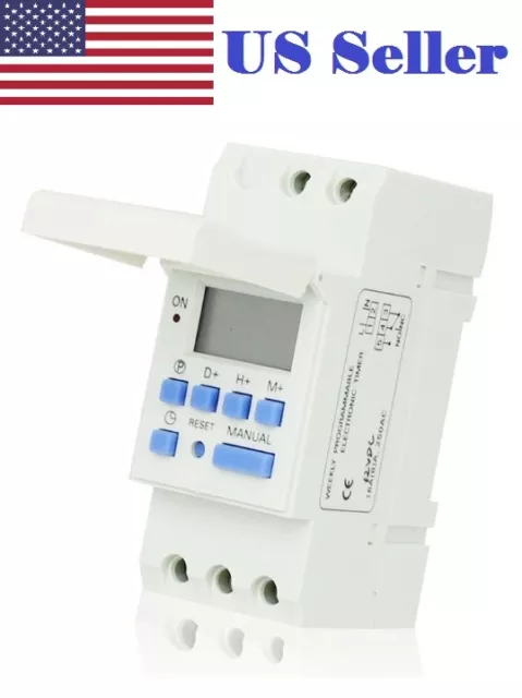 DIGITAL LCD DIN Programmable Weekly Rail Timer AC 110V 16A Time Relay ...