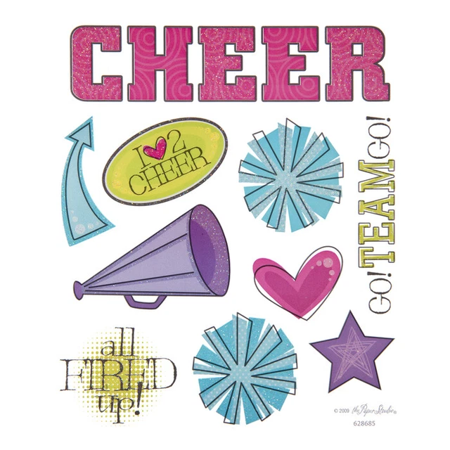 2 SHEETS CHEER Team Stickers Papercraft Journal Planner Supply Pom Pom ...