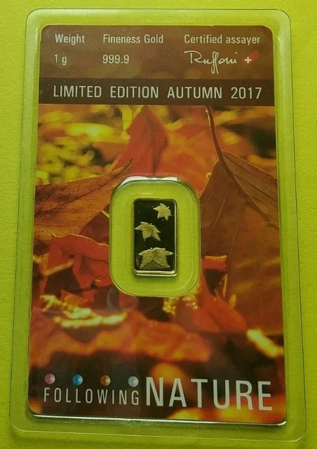 GOLDBARREN ARGOR-HERAEUS FOLLOWING Nature Herbst 2017 GOLD BARREN 1g 1 ...