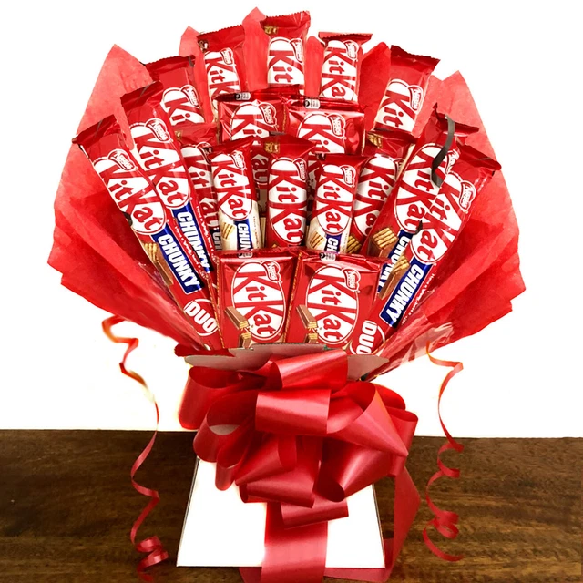 KITKAT CHOCOLATE BAR Bouquet | Personalised Hamper Kit Kat Gift Box Mothers Day £29.99 - PicClick UK