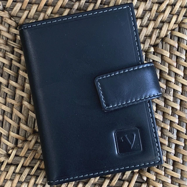 NEW VALENTI - Black Leather Compact Mini Wallet - Keys, Cards, ID ...