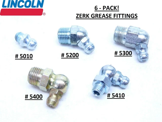 GREASE ZERK FITTING Lincoln Industrial Assorted Sae Straight 45° 65° 90 ...