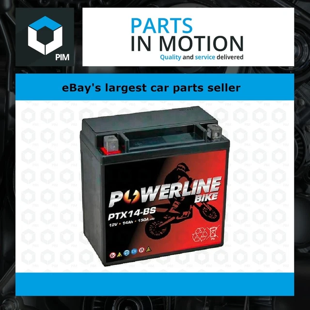 PTX14-BS POWERLINE AGM Motorcycle Battery 12V 14Ah Replaces YTX14-BS £ ...
