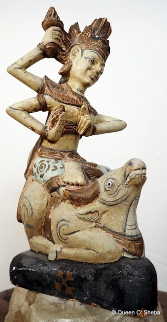 SHIVA NANTI POLYCHROME Sculpture Indonesia Softwood Statue Antique Rare ...