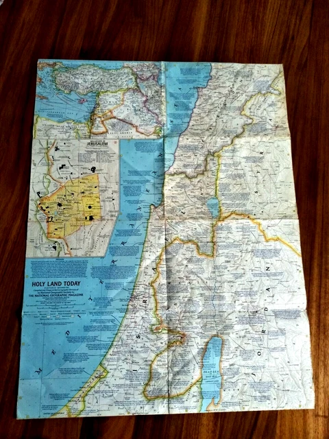 MAP NATIONAL GEOGRAPHIC The Holy Land Today 1963 Original $6.99 ...