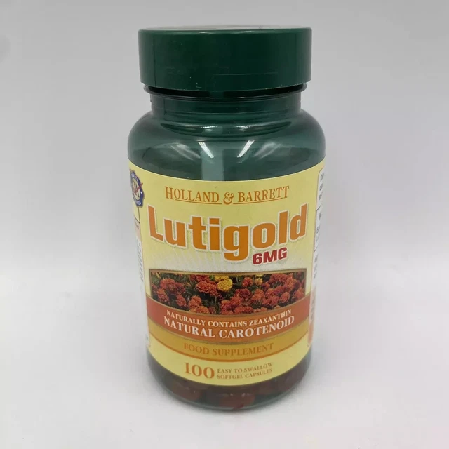 HOLLAND & BARRETT Lutigold Lutein 100 Capsules 6mg Natural Carotenoid ...