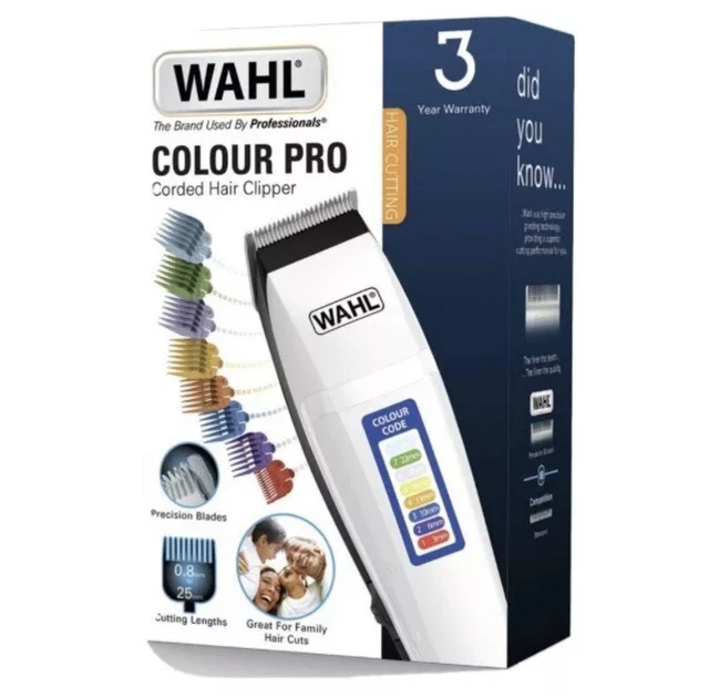 WAHL COLOUR PRO Styler Hair Clipper Trimmer with colour guides. 3 Years ...