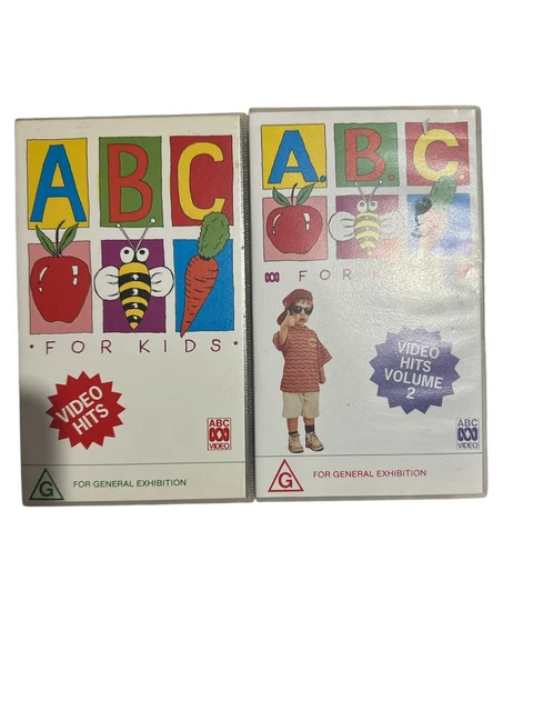 ABC FOR KIDS Video Hits Volume 1 & 2 (VHS Tape, 1991) PAL VGC Kids ...