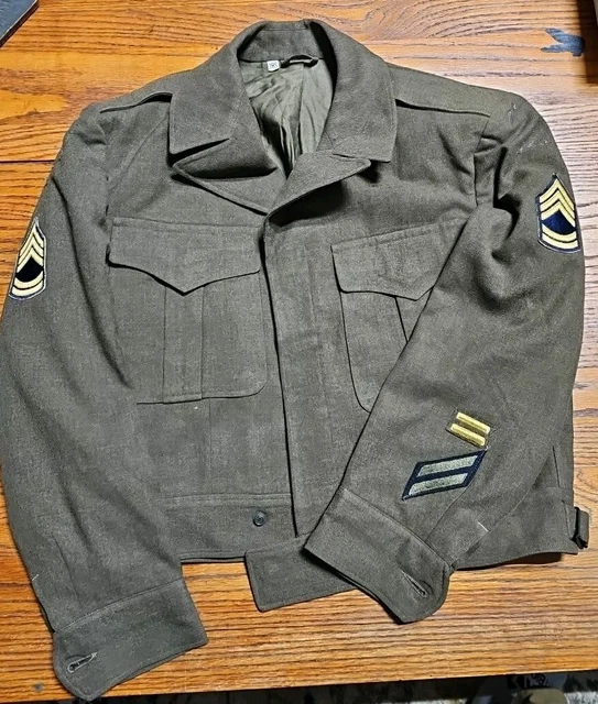 WW2 US ARMY Sergeant First Class SFC Ike Jacket 38S - 1 Year Overseas ...