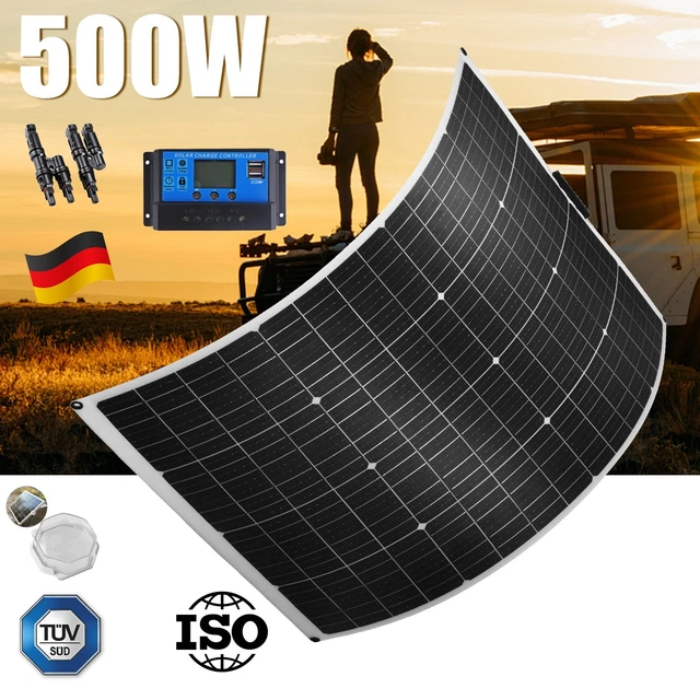 500W MONO FLEXIBLE Solar Panel 12V Battery Charge Caravan Camping RV ...