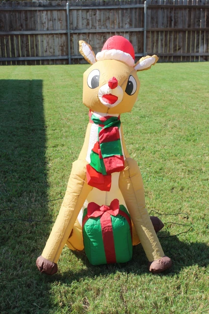 CHRISTMAS RUDOLPH RED Nosed Reindeer Present Airblown Inflatable 3.5 ...