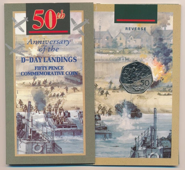 GREAT BRITAIN: 1994 50p D-Day 50th Anniversary B.UNC (Specimen) Royal ...